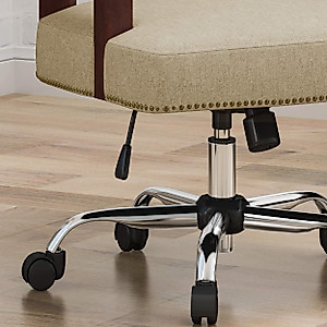 Great Deal Furniture May Traditional Home Office Chair, Wheat and Chrome