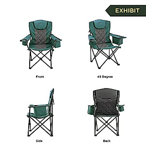 ARROWHEAD OUTDOOR Portable Folding Camping Quad Chair w/ 6-Can Cooler, Cup & Wine Glass Holders, Heavy-Duty Carrying Bag, Padded Armrests, Headrest & Seat, Supports up to 450lbs, USA-Based Support