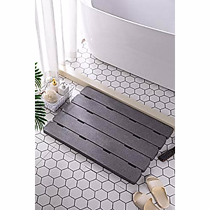 MatXwell Outdoor Bath Shower Mat Non Slip, 33.4x23.6 inch Extra Large Indoor Shower Mat with Drain Hole, Grey Eco-Friendly Styrofoam Lightweight Shower Floor Mat for Bathroom, Fast Drainage