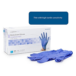 McKesson Confiderm 3.0 Nitrile Exam Gloves - Powder-Free, Latex-Free Medical Gloves, Ambidextrous, Disposable, Non-Sterile - Dark Blue, Size Large, 250 Count, 1 Box