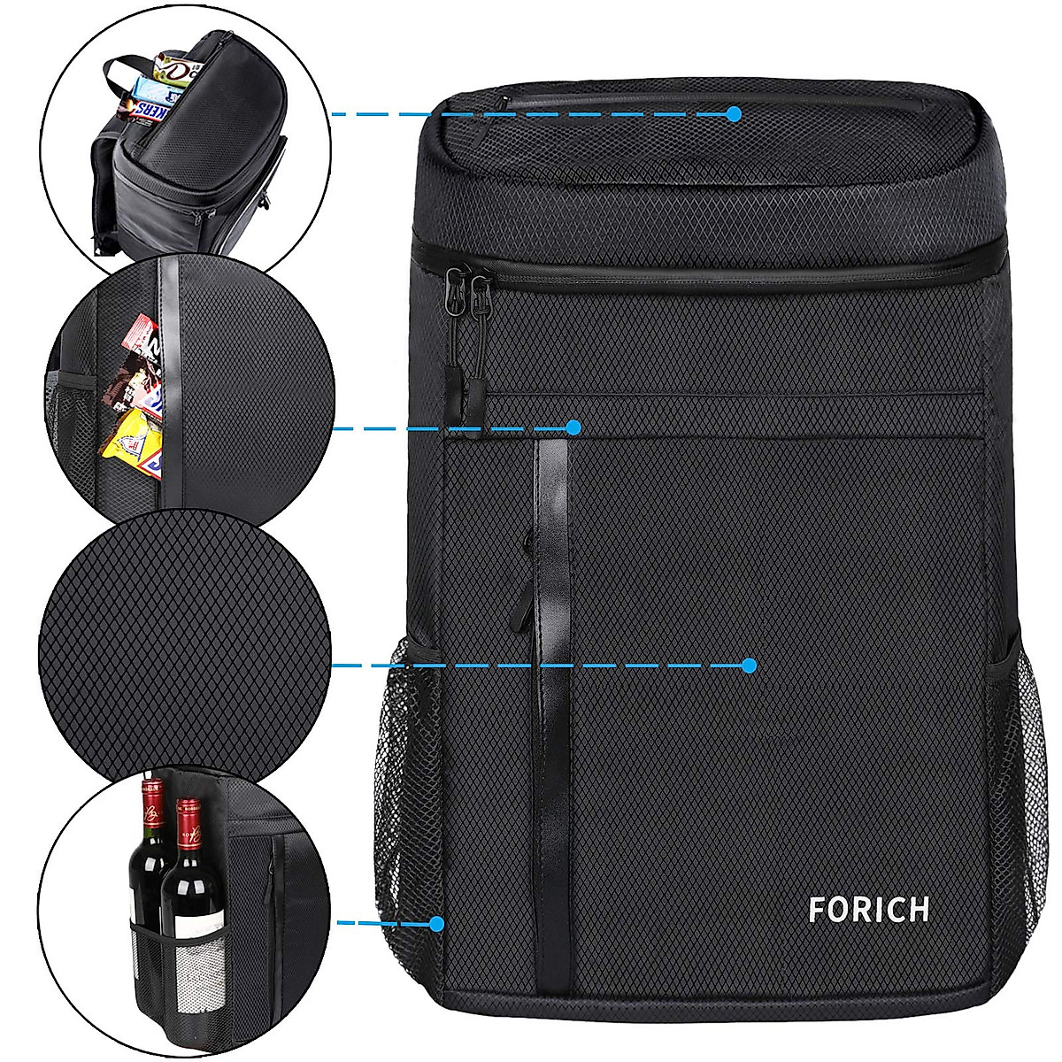 FORICH Soft Cooler Backpack Insulated Waterproof Backpack Cooler Bag Leak Proof Portable Small Cooler Backpacks to Work Lunch Travel Beach Camping Hiking Picnic Fishing Beer for Men Women