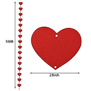 20pcs Valentines Day Decorations Set, Valentines Red Heart Paper Fans, Red Hearts Shaped Felt Garland Banner, Red Paper Pompoms Valentines Accessories for Valentines Anniversary Wedding Mother Day