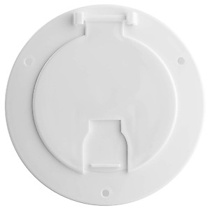 Halotronics RV 5-inch Round Electric Cable Hatch for 30 and 50 Amp Cords (White)