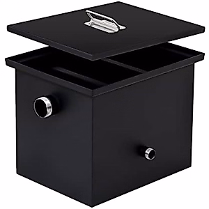 Commercial Grease Trap Stainless Steel Interceptor, Side Inlet for Restaurant Home Kitchen Tools,8 LB,Black