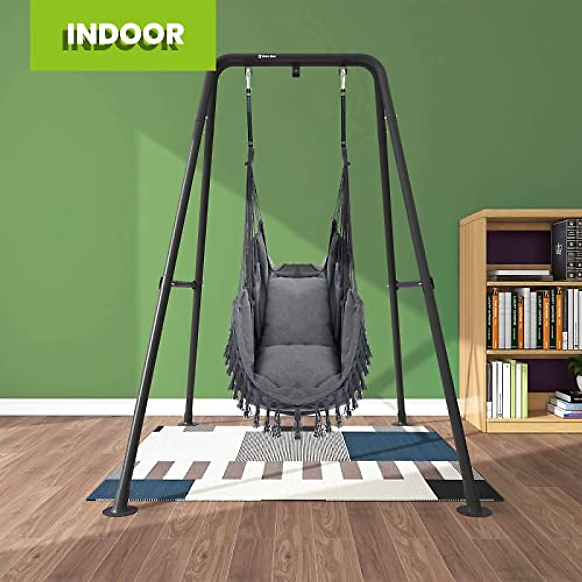 Taleco Gear Swing Stand, Hammock Chair Stand Max Load 330lbs, Heavy Duty Hammock Stand,Outdoor or Indoor Hanging Chair Stand only,Hammock Chair not Include(Black)