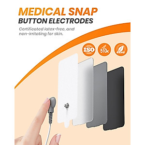 10-Pack TENS Unit Replacement Pads, Rectangular Snap TENS Electrode Pads with self-Adhesion for 50 Times, AVCOO Latex-Free 1.8"X3.8" TENS Pads Compatible with TENS EMS Devices Use 3.5mm Button Leads