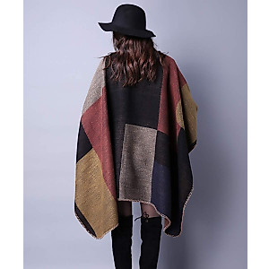 Vocanbomor Women's Shawls and Wraps Open Front Poncho Cape Winter Sweater, A2-Khaki