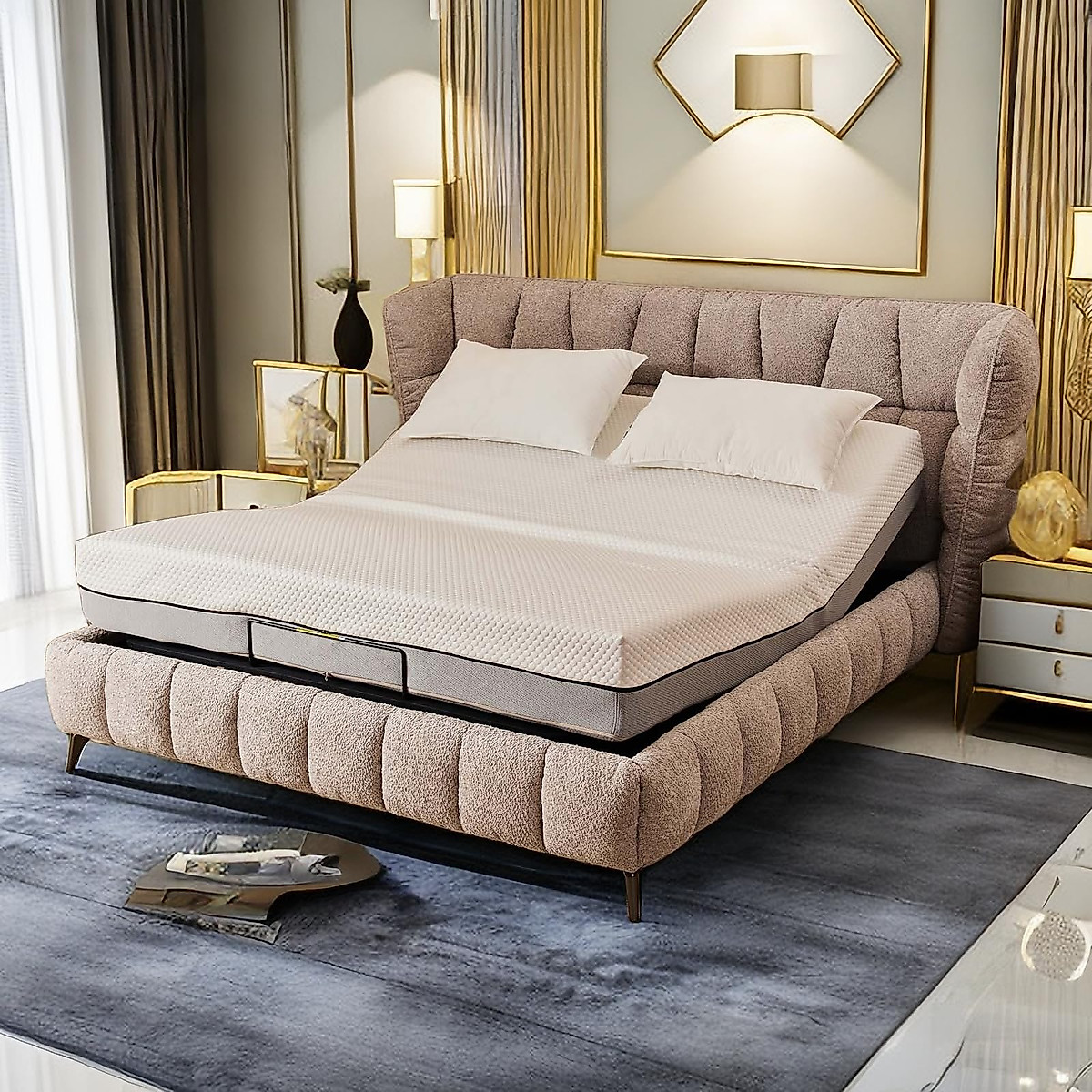 King Size Adjustable Metal Bed Frame with Head and Foot Incline, Zero Gravity, Ergonomic Electric Adjustable Bed Base with Wireless Remote Control and Quiet Motor, Smart Bed, Quick Assembly (King)