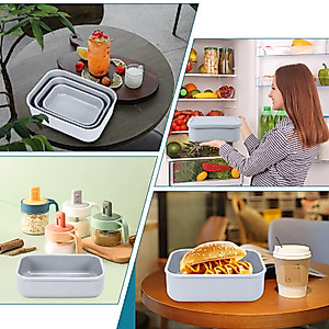 LeonBach Silicone Food Storage Containers, Set of 3 Rectangular Silicone Bento Lunch Boxes with Lids, Leak Proof, Dishwasher, Microwave, Freezer Safe (10oz, 24oz, 44oz)