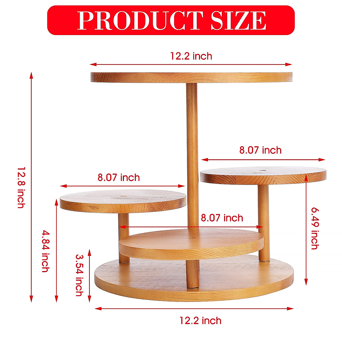 Round Cupcake Tower Stand for 60 Cupcakes, Wooden Cake Stands with Tiered Tray Decor,Farmhouse Tiered Tray Decor,Cupcake Display for Birthday Graduation Baby (Brown)