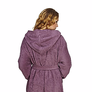 Arus Womens Pacific Long Style Full Length Robe Hooded Turkish Cotton Plum X-Large