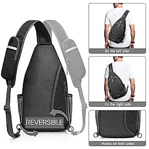 G4Free Sling Bag RFID Blocking Sling Backpack Crossbody Chest Bag Daypack for Hiking Travel(Black)