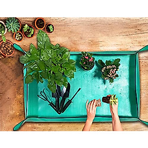 2 PCS Plant Repotting Mat for Indoor Plants, 43" X 29" Thickened Foldable Waterproof Plant Potting Tray and Mess Control, Portable Potting Mat Gardening Tray for House Plants Succulents, Extra Large