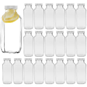 Encheng Vintage Water Bottles,Glass Drinking Bottles 16oz,Clear Beverage Bottles 500ml With Lids For Kombucha,Tea,Glass Bottles For Homemade Drinks,Travel Reusable Juicing Milk Bottles,20 Pack