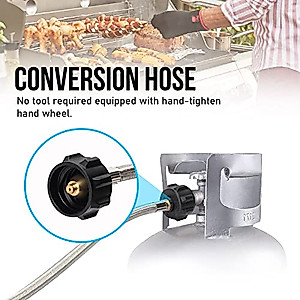 TIPHOPE 6FT Propane Adapter Hose Stainless Braided Propane Hose Converts 1lb Portable Appliances to 5-40lb Tanks,for Buddy Heaters,Coleman Camping Stove