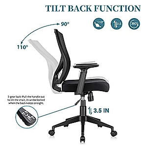 ELABEST Office Chair Ergonomic Desk Chair, Swivel Task Chair with Adjustable Armrest, Soft Sponge Cushion, Lumbar Support, Mid Back Mesh Computer Chair