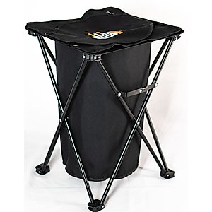 TrashMigo Portable Trash Can - Collapsible, Indoor/Outdoor Trash Bag Holder for Garbage - Durable Trashcan for Beach, Camping, Tailgate, Picnic and More... (Black) (01)
