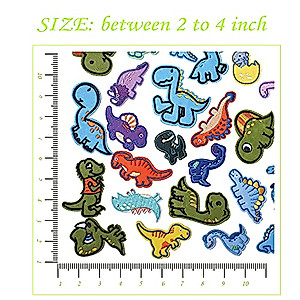 AXEN Embroidered Dinosaur Iron on Patches DIY Accessories, Assorted Dinosaur Decorative Patches, Cute Applique Patches for Jackets, Hats, Backpacks, Jeans, 26 Pieces Package