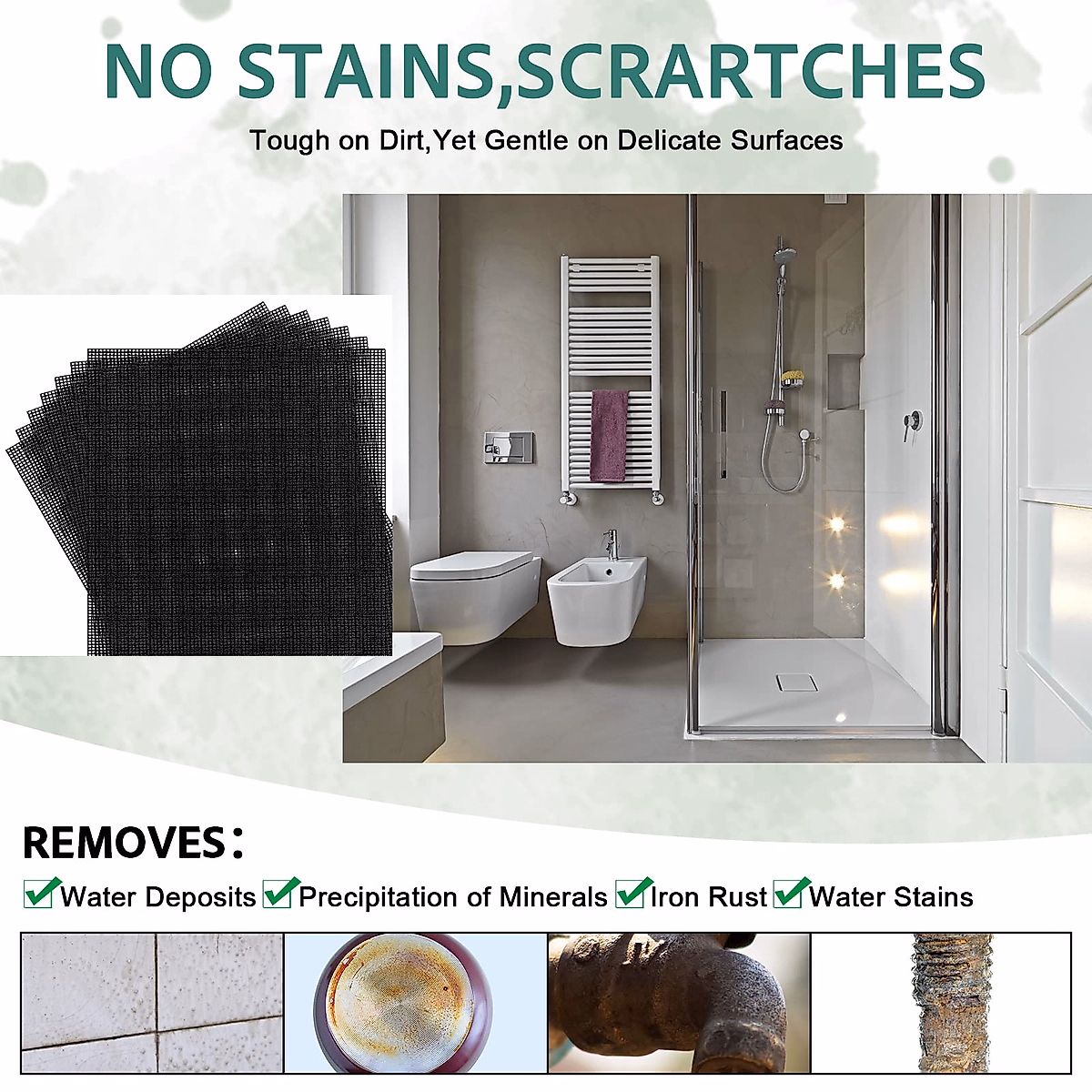 Skyley Flexible Scrubbing Screen Cleaning Mesh for Household 5.5 x 4 Inch Cleaner Toilet Hard Water Ring Remover Scouring Pad Abrasive Grit Cleaning Screen for Remove Carbon, Rust and Scale(12 Pack)