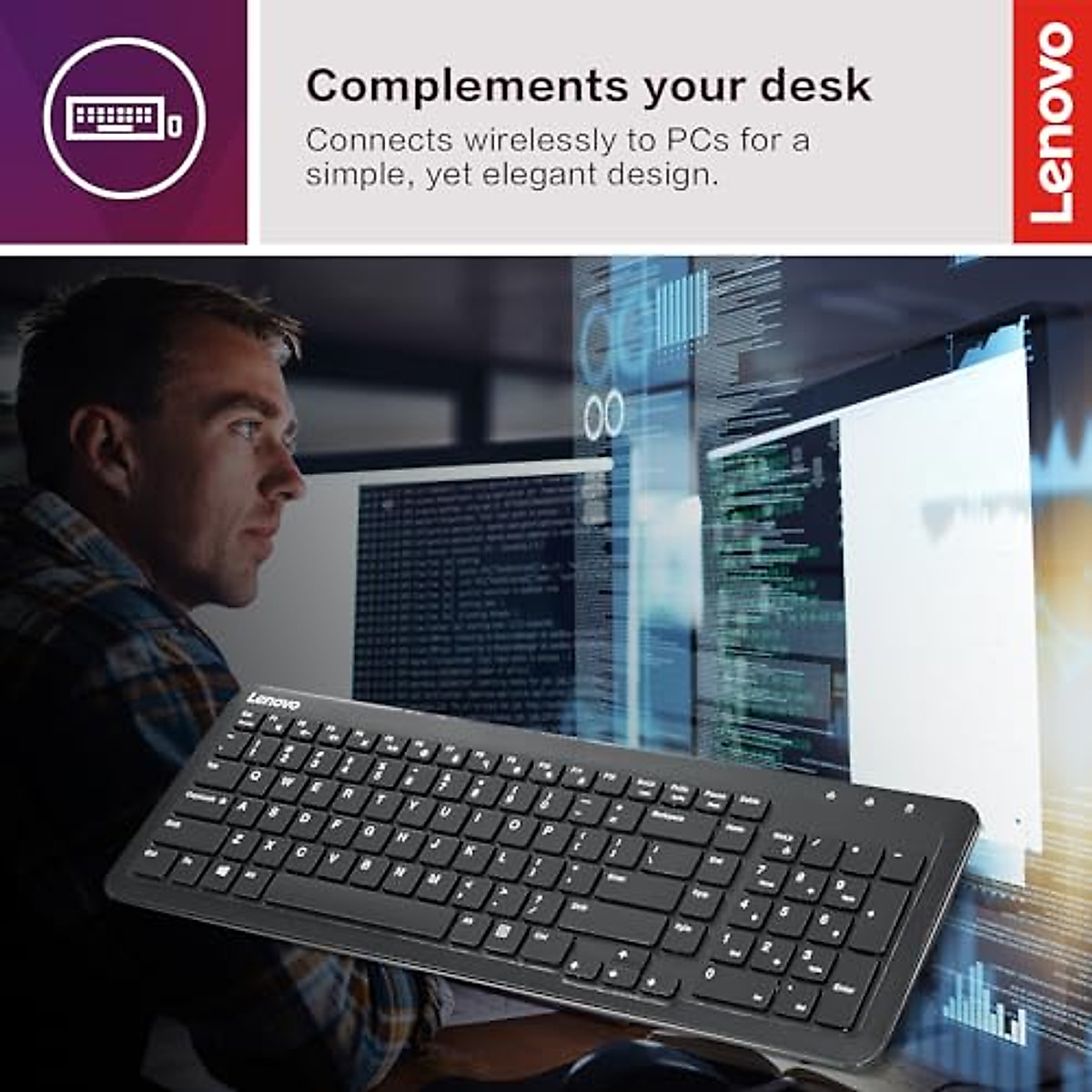 Lenovo 300 Wireless Keyboard, Black