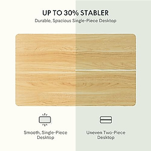 FLEXISPOT EN1 One Piece Standing Desk, 48 x 24 Inches Height Adjustable Desk Electric Stand up Desk Home Office Table for Computer Laptop (White Frame + Maple Desktop)