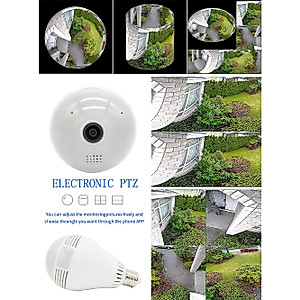 COSULAN Wireless 360 Panoramic Bulb Camera Security Camera Light Bulb - WiFi Surveillance IP Camera Lamp - 3D VR Display, Motion Detection, Floodlight and IR Night Vision, Alert Events, V380 App/P8