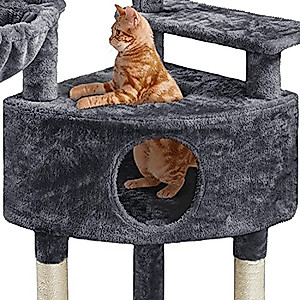 Yaheetech 46in Cat Tree for Indoor Cats, Cat Tower with Spacious Condos, Scratching Posts & Large Top Plush Perch, Cat Stand House Activity Tower for Cats Kittens