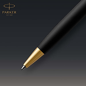 Parker Sonnet Ballpoint Pen | Matte Black Lacquer with Gold Trim | Medium Point Black Ink | Gift Box
