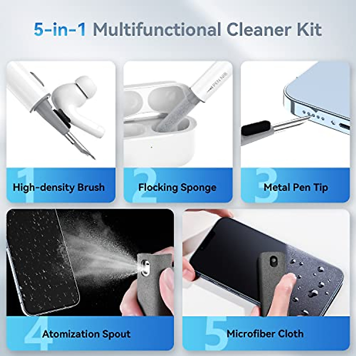 Airpods Cleaning Kit, 2 in 1 Cleaning Pen Kit for Airpods Pro 2 3 Case Airpods 2nd 3rd Generation Case, Touchscreen Mist Cleaner for iPhone, Laptop, Computer Screen
