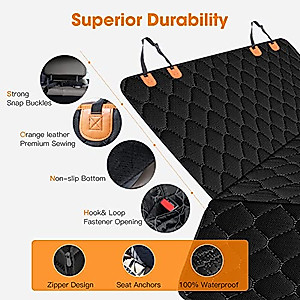 MIXJOY Dog Car Seat Cover, Waterproof Car Seat Cover for Dogs Kids, Bench Back Seat Cover Protector Armrest for Cars with 1 Dog Seat Belt, Washable & Nonslip Pet Car Seat Cover for Cars, Trucks & SUV