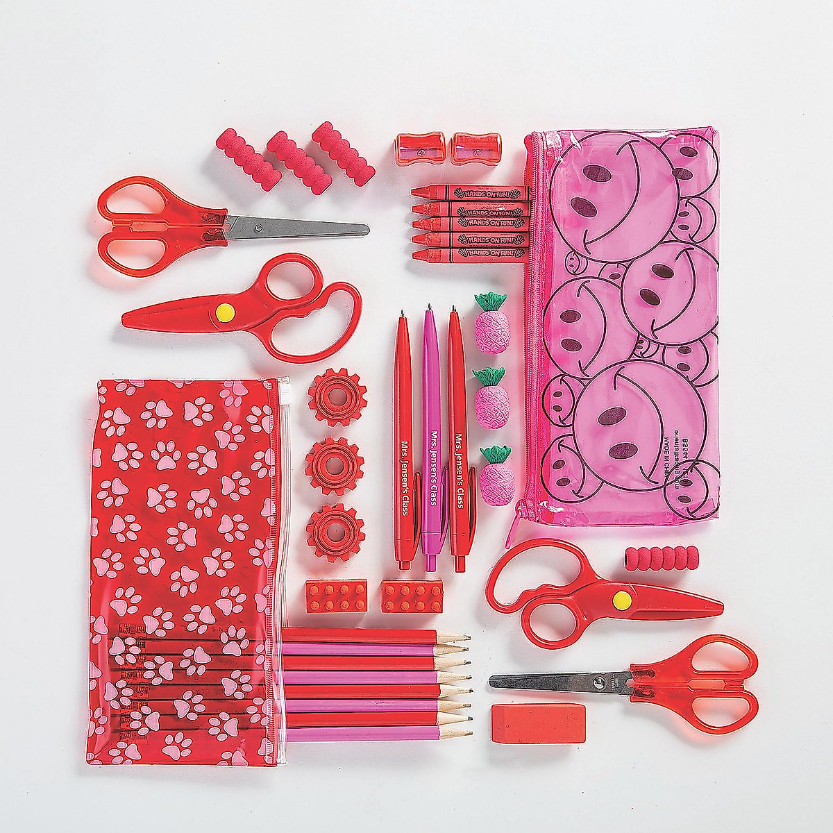 Fun Express Smile Face Pencil Cases - 12 Pieces - Educational And Learning Activities For Kids