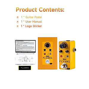 FLAMMA FC07 Overdrive Pedal Vintage Overdrive Effect Warm/Hot Modes, Mini Analog Overdrive Guitar Pedal Electric Guitar Effects Pedal, True Bypass