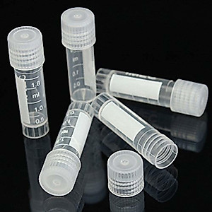 CynKen 100pcs 2ml Graduated Plastic Cryovial Cryogenic Vial Tube Self Standing with Cap