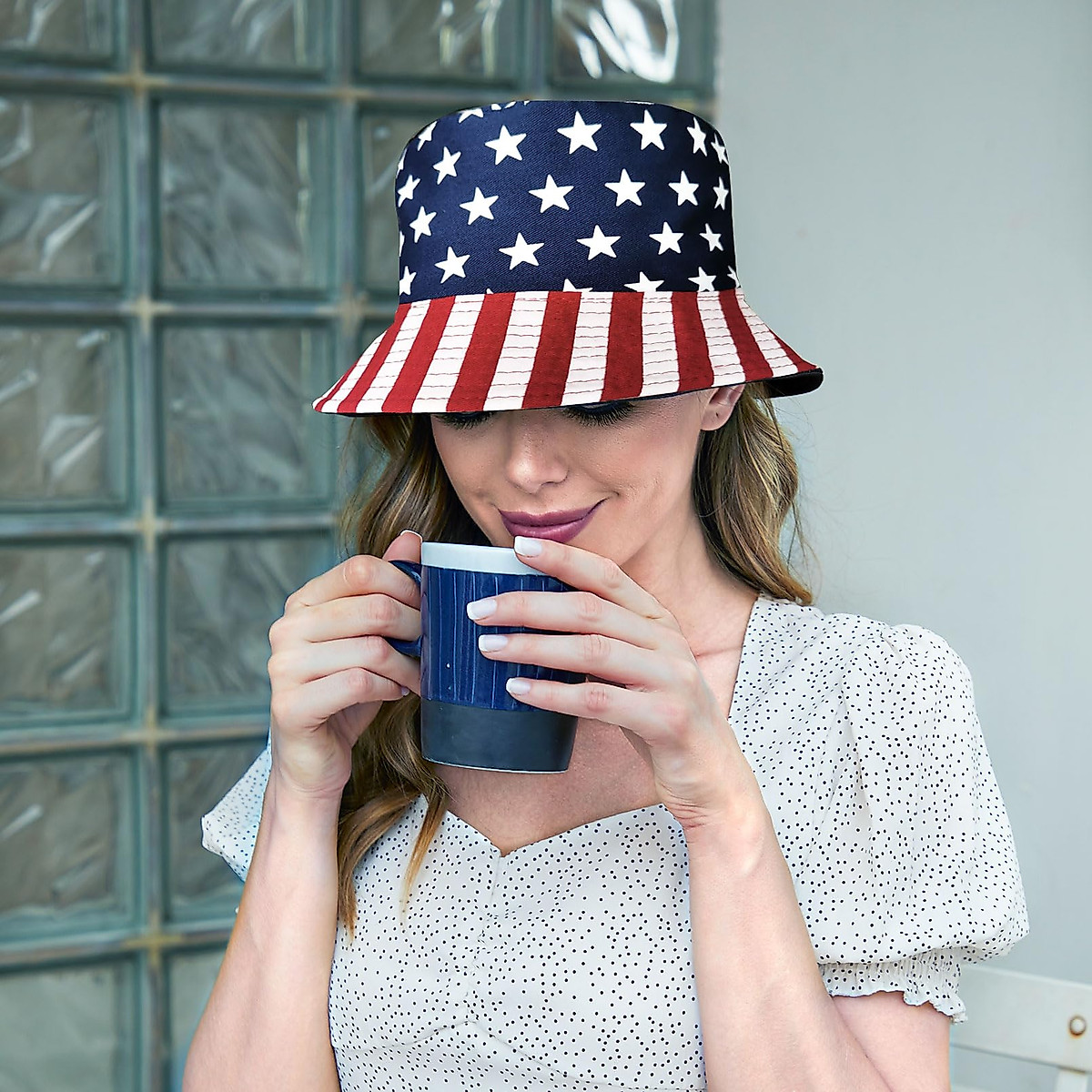 RainFlowwer American Flag Bucket Hat 4th July Hat Fisherman Independences Days Hats for Women Men Boys Girls Sun Beach Cap Travel Summer Packable Fashion
