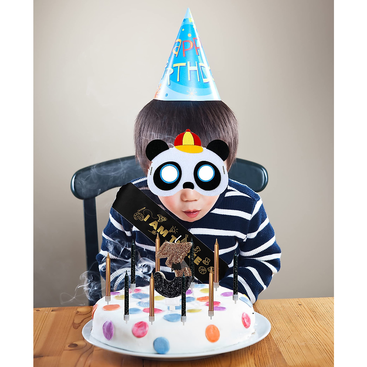 Birthday Candles 4, Number 4 Black Bat Birthday Candles with 10 Pieces Cake Candles 4th Batman Birthday Party Supplies