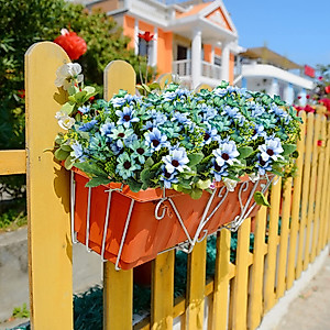 Carfoeny 5 Bundles Artificial Wildflowers Fake Daisy Silk Faux Flowers with Stems Arrangements for Home Outdoor Indoor Vase Kitchen Table Wedding Office Party Garden Decoration (Blue)