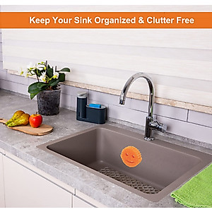 Self-Draining Sponge Holder with Suction Cup Installation, Sponge Organizer for Bathroom and Kitchen Sink, Dishwasher Safe Sponge Storage for Smiley Round Sponges (No Sponges Included) 1-Pack