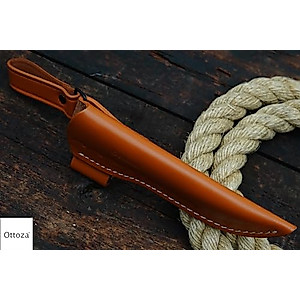 Ottoza Custom Handmade Brown 7" Leather Knife Sheath for 7 inch Blade for Bushcraft Knife - Hunting Knife - Camping Knife - Survival Knife - Fixed Blade Knives Vertical Carry/Cow-Buffalo Leather No:74