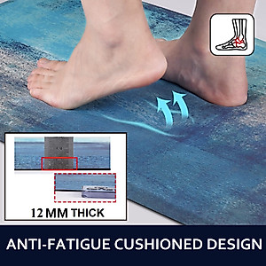 ASPMIZ Kitchen Mat 2 PCS - Cushioned Anti-Fatigue Kitchen Rugs Non Slip Memory Foam Kitchen Mats and Rugs Turquoise Kitchen Floor Comfort Mats for Home, 18'' x 48'' + 18'' x 30'', Beveled Edge