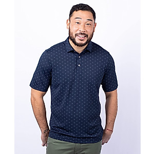 Cutter & Buck mens Virtue Eco Pique Tile Print Recycled Big Tall Polo Shirt, Black, 2X US