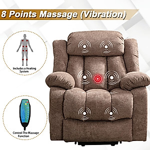 ANJ Power Lift Recliner Chair with Heat & Massage for Elderly, Overstuffed Lift Chairs with USB Port and Heavy Duty Reclining Mechanism(Taupe)