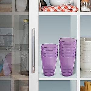 Acrimet Plastic Cup, Reusable, 10oz | 300ml, Tumbler Water, Machine Washable, Stackable Beverage Tumblers, Drinking Cup, Shatterproof, Durable (Purple Color) (Set of 10)