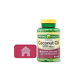 Spring Valley Extra Virgin Coconut Oil, Softgel Capsule, 1,000 mg, 90 Count + STS Fridge Magnet.