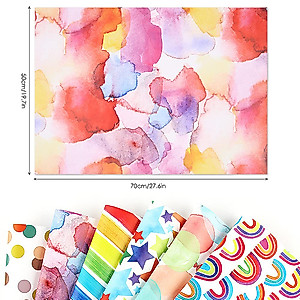 Apol Gift Wrapping Paper Birthday,Rainbow Pink Folded Gift Wrap Set 20 x 28 inches per sheet (12 sheets: 47 sq. ft. ttl.) W/String and Sticker for Bridal Baby Shower Wedding Graduation and More