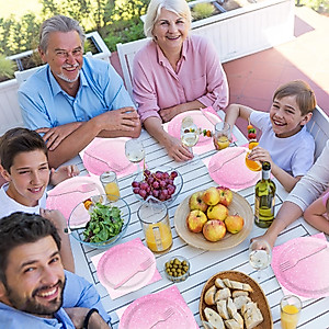 200 Pcs Ombre Pink Tableware Set Gradient Light Pink Party Decors Paper Plates Napkins Pastel Pink Sprinkle Dinnerware Party Supplies for Girl Woman Birthday Wedding Anniversary for 50 Guests