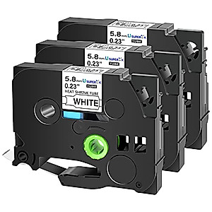 USUPERINK 6 Pack Compatible for Brother P-Touch HSe-611 Black on Yellow HSe-211 Black on White 5.8mm 0.23'' Heat Shrink Tubing Label Tape for Wire Cable use in PT-P710BT P700 P750W P900 Label Printer