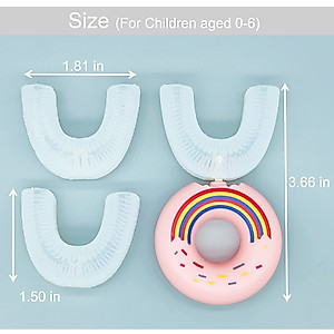 SIOTMERA U Shaped Soft Toddler Toothbrush 360° Clean Whole Mouth, Best Kids Teeth Brushes, Age 0-6 Years Infant Toothbrush,Pink Donut Design Handle with 3 Food Grade Soft Silicone Brush Head