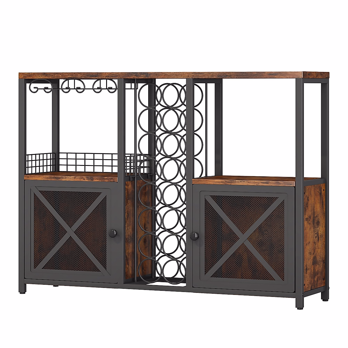 Homeiju Mini Bars for Home, Wooden Coffee Bar Cabinet, Modern Liquor Cabinet for Liquor and Glasses, Farmhouse Buffet Wine Bar Cabinet with Storage Sideboard for Home Kitchen Dining Room