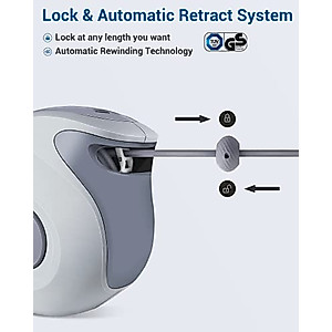 DEWENWILS Retractable Garden Hose Reel, 1/2"×100ft Wall Mount Hose Reel, with 7-Pattern Spray Nozzle, Any Length Lock, 180°Swivel Bracket, Auto Rewind Hybrid Water Hose Reel for Outdoor Watering