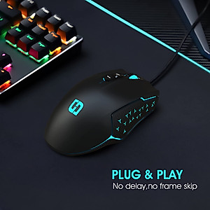LeadsaiL Gaming Mouse Wired RGB PC Gaming Mice, 7200 DPI, 8 Programmable Buttons, 6 Color Backlight, Ergonomic Optical Computer Mouse for Desktop PC Laptop Gamer & Work
